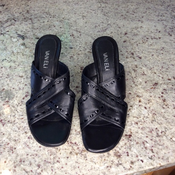 Vaneli | Shoes | Vaneli Leather Patent Kitten Heel Slides | Poshmark